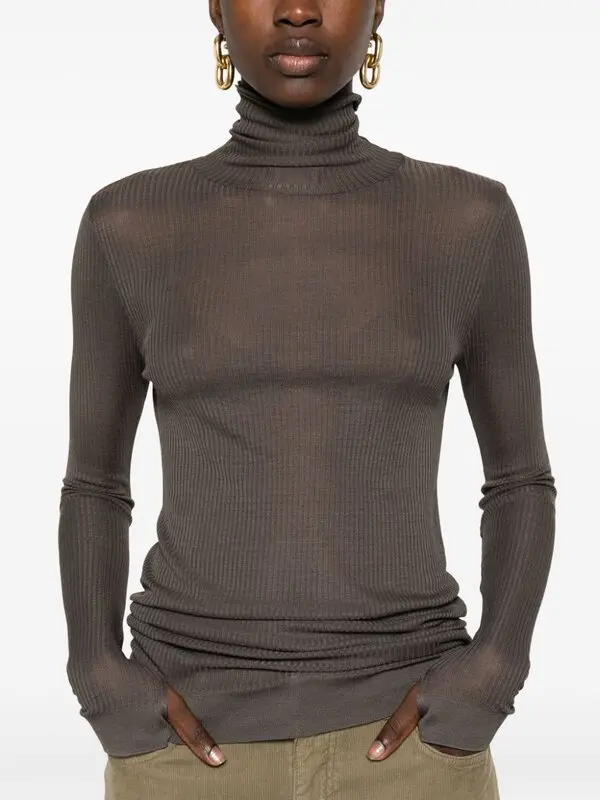LEMAIRE Fine-ribbed Sweater - Brown