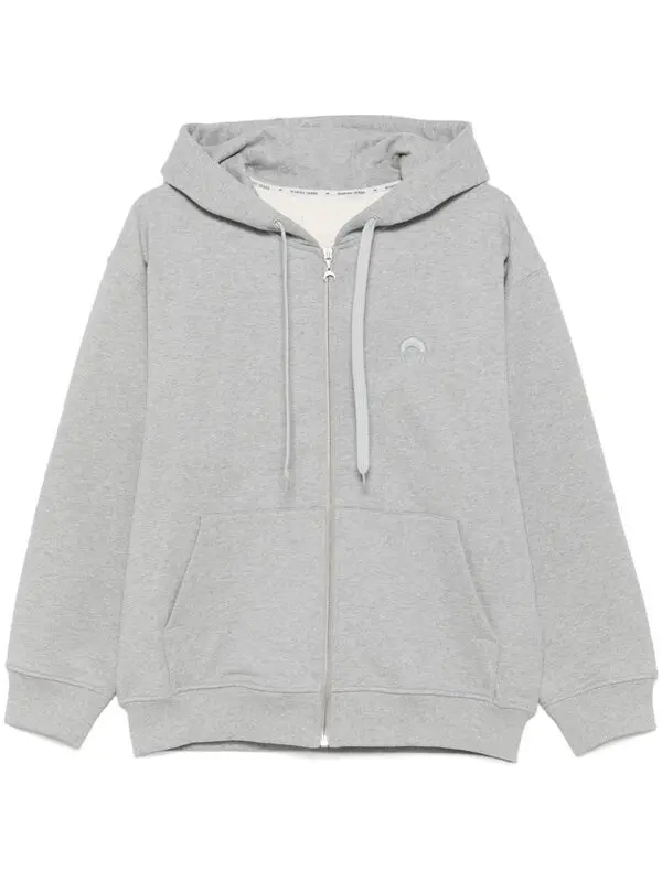 MARINE SERRE Moon Logo Fleece Zipped Hoodie - Grey