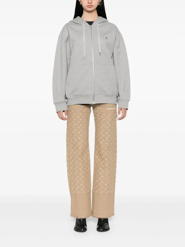 MARINE SERRE Moon Logo Fleece Zipped Hoodie - Grey