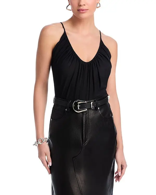 L'Agence Gelina Ruched Bodysuit - Black