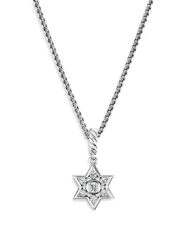 David Yurman Star Of David Diamond Pendant Necklace - Silver