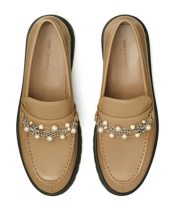 Tory Burch Embellished Classic Loafers - Dark Elk