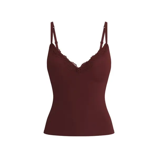SKIMS Fits Everybody Lace Push Up Cami - Oxblood