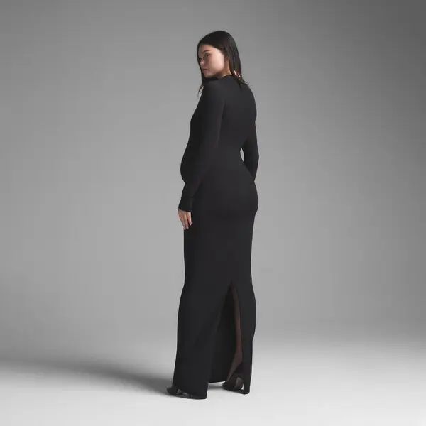Skims Fits Everybody Maternity Long Sleeve Dress - Onyx | Editorialist