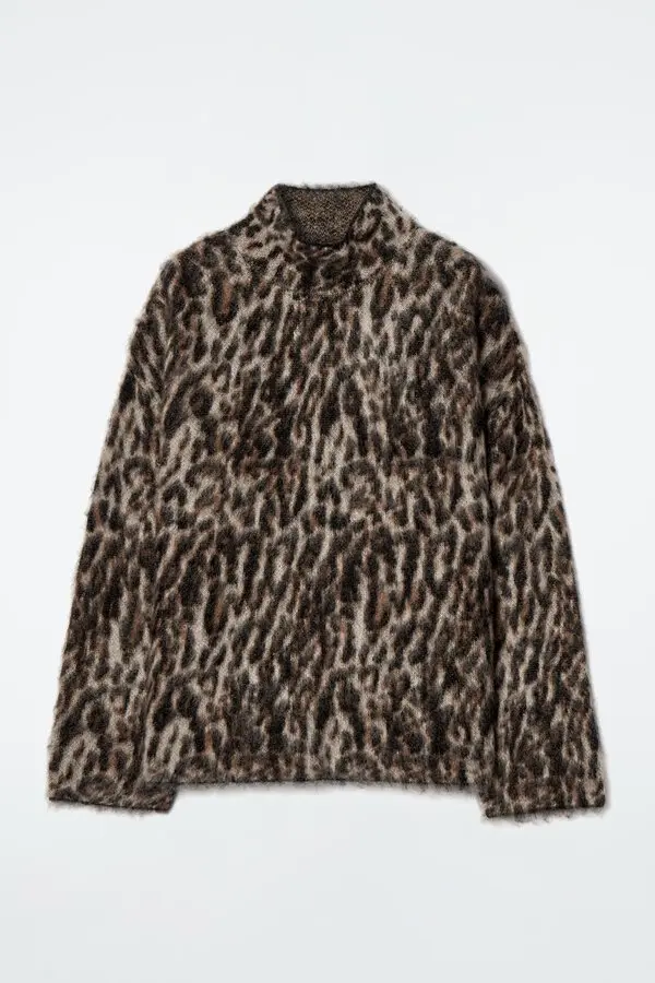 トップス LEOPARD MOHAIR JACQUARD KNIT SWEATER L Cos Leopard-Jacquard Mohair-Blend Sweater In Brown - 60% Off