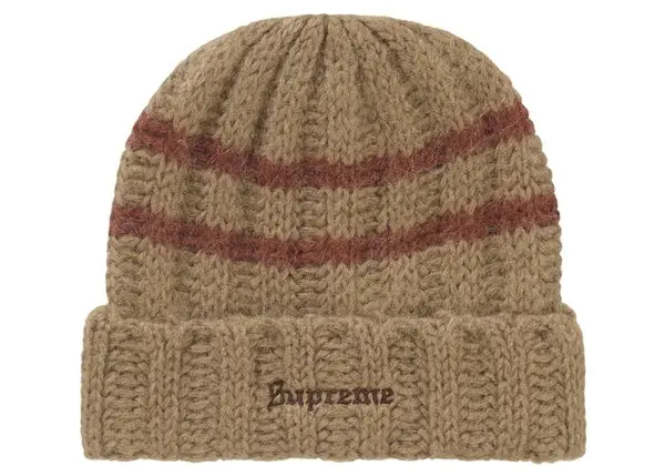 Supreme Brushed Stripe Beanie - Camel