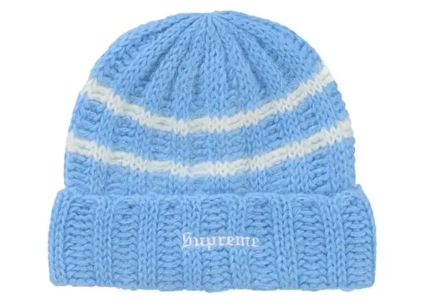 Supreme Brushed Stripe Beanie - Light Blue