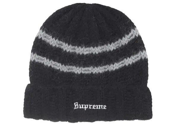 Supreme Brushed Stripe Beanie - Black