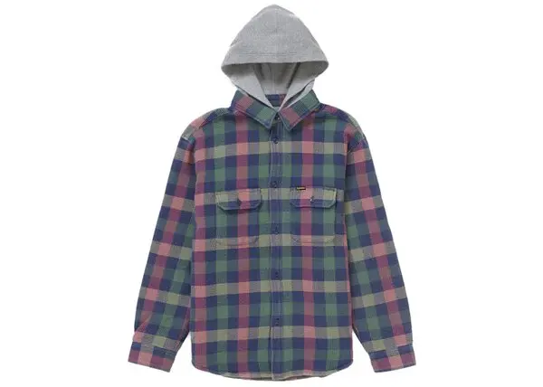 Supreme Waffle Plaid Hooded Shirt - Multicolor