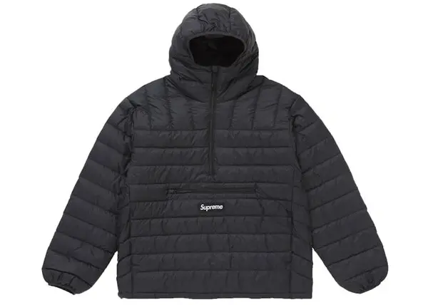 Supreme Micro Down Half Zip Hooded Pullover - Black