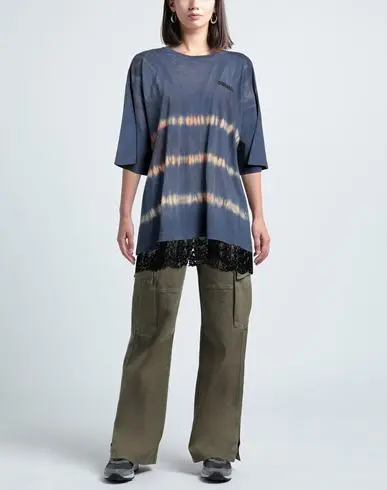 Dsquared2 Oversized Tie-dyed T-shirt With Lace Trim - Navy