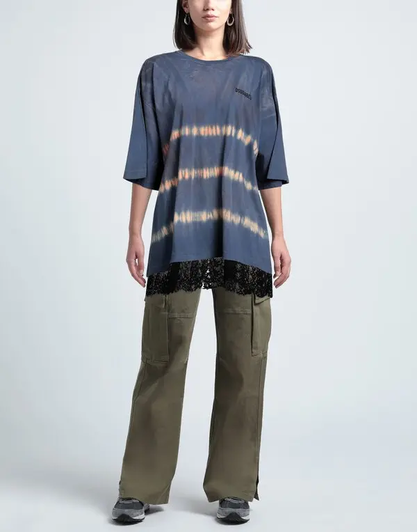 Dsquared2 Oversized Tie-dyed T-shirt With Lace Trim - Navy