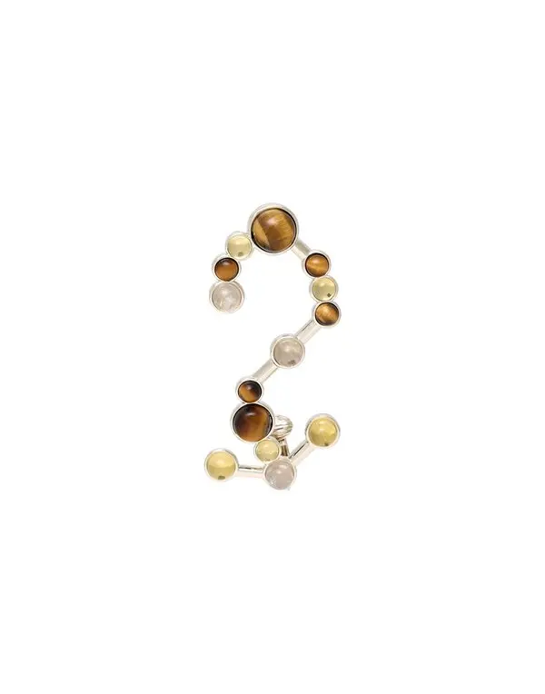 Chloé Brass Single Earring With Citrine Quartz And Tiger's Eye