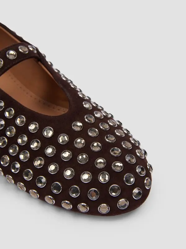 Alaïa Leather & Strass Ballet Flats