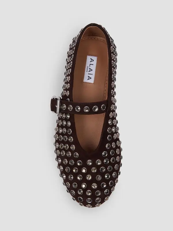 Alaïa Leather & Strass Ballet Flats