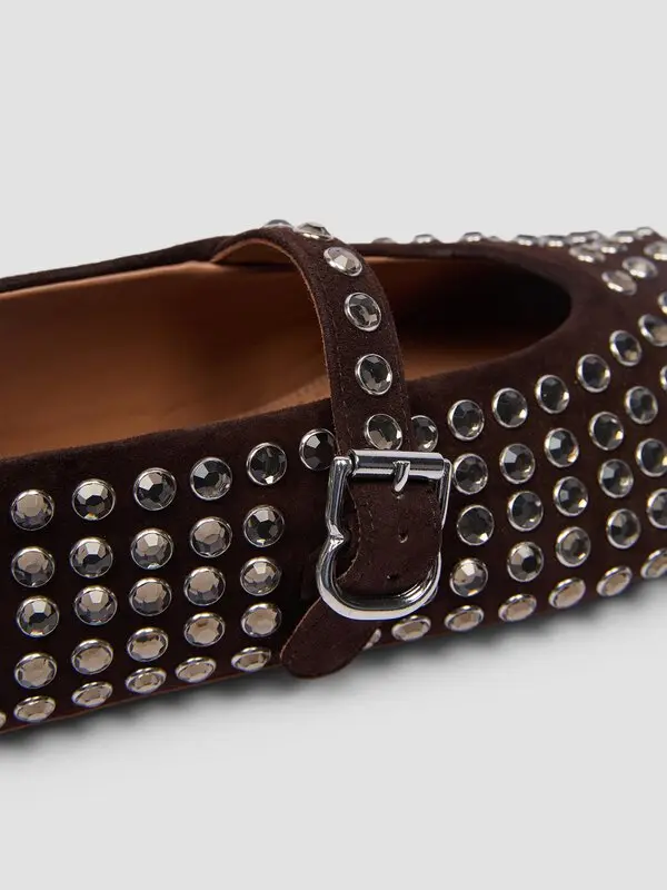 Alaïa Leather & Strass Ballet Flats