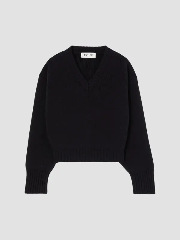 RÓHE Compact-knit Wool V-neck Sweater