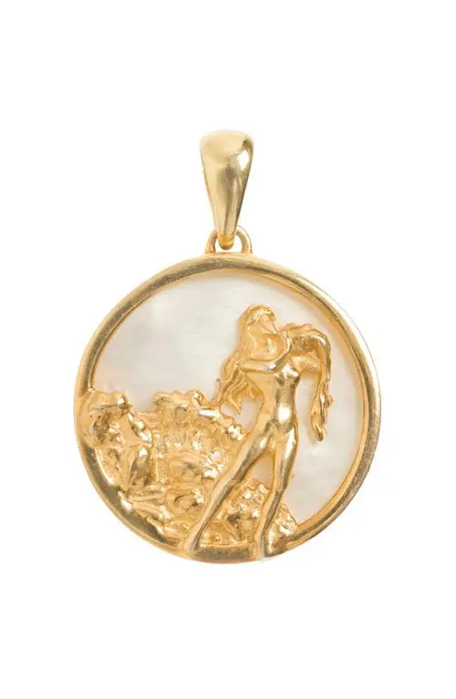 FREYA ROSE Zodiac Pendant In 18ct Gold Plated Sterling Silver With Mother Of Pearl - Aquarius
