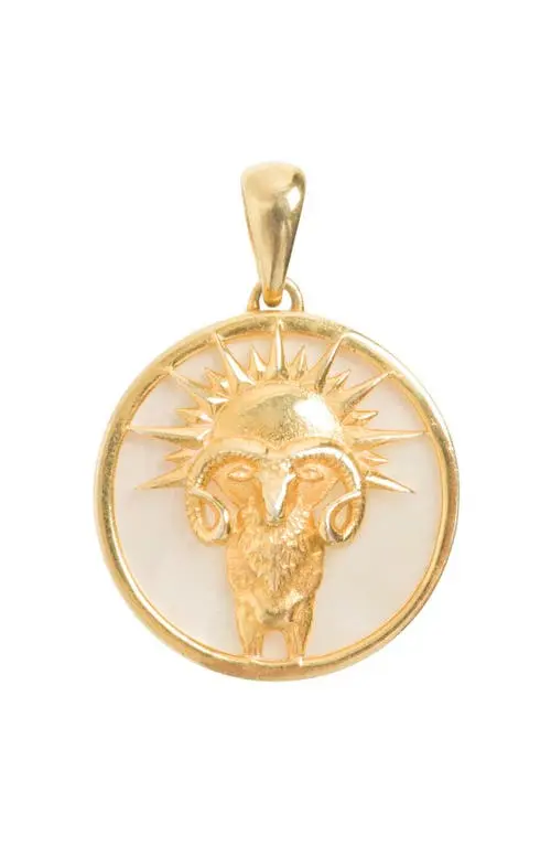 FREYA ROSE Zodiac Pendant In 18ct Gold Plated Sterling Silver With Mother Of Pearl - Aries