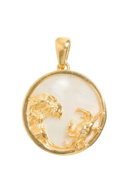 FREYA ROSE 18ct Gold Plated Sterling Silver Mother Of Pearl Zodiac Pendant - Cancer