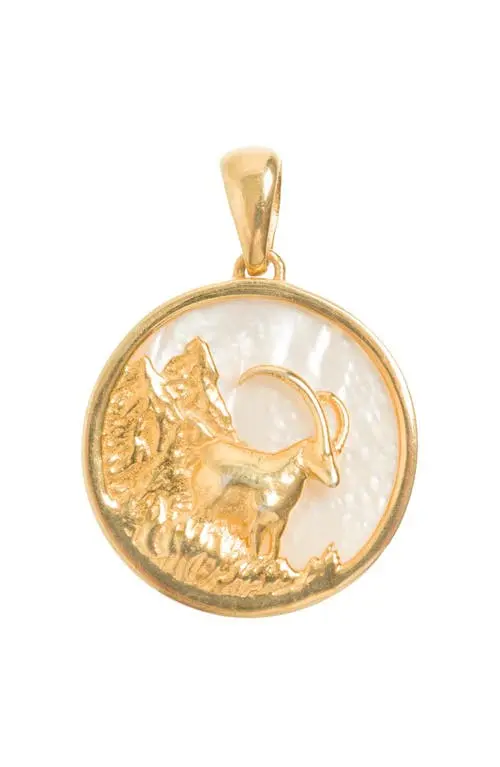 FREYA ROSE 18ct Gold Plated Sterling Silver Mother Of Pearl Zodiac Pendant - Capricorn