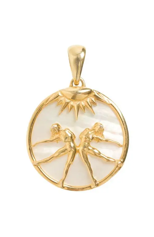 FREYA ROSE Zodiac Pendant In 18ct Gold Plated Sterling Silver With Mother Of Pearl - Gemini