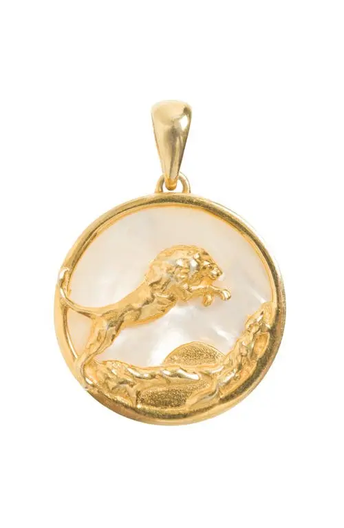 FREYA ROSE Zodiac Pendant In 18ct Gold Plated Sterling Silver With Mother Of Pearl - Leo