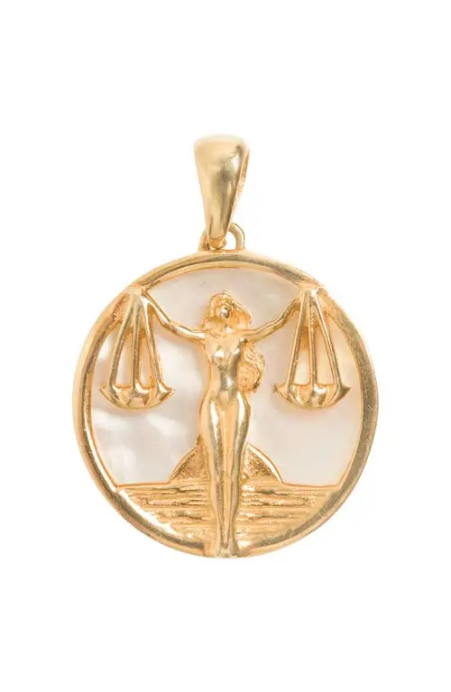 FREYA ROSE Zodiac Pendant In 18ct Gold Plated Sterling Silver With Mother Of Pearl - Libra