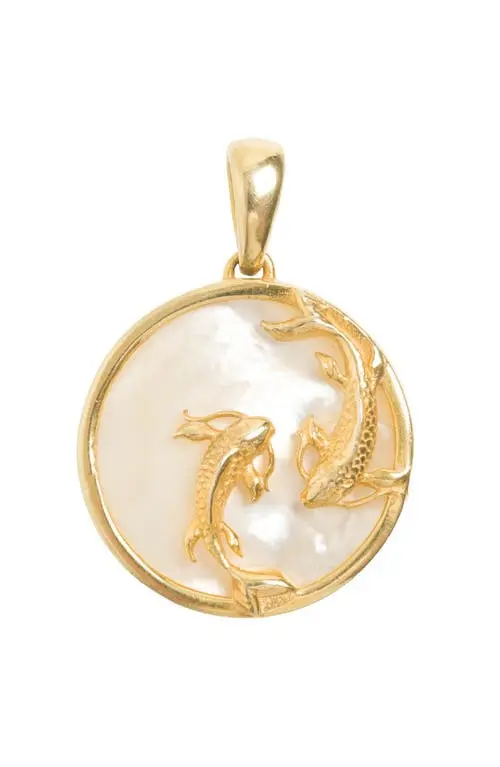 FREYA ROSE Zodiac Pendant In 18ct Gold Plated Sterling Silver With Mother Of Pearl - Pisces