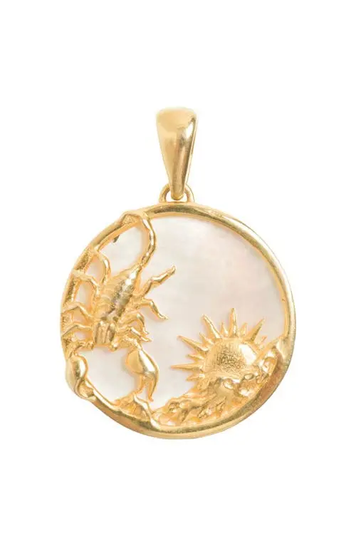FREYA ROSE Zodiac Pendant In 18ct Gold Plated Sterling Silver With Mother Of Pearl - Scorpio