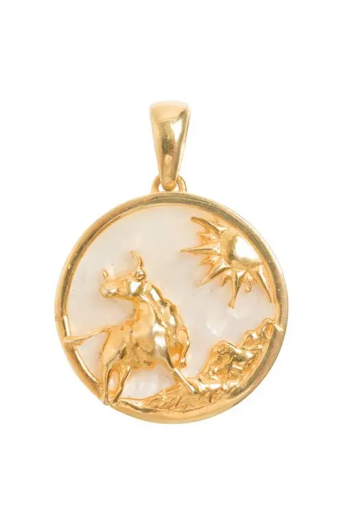 FREYA ROSE Zodiac Pendant In 18ct Gold Plated Sterling Silver With Mother Of Pearl - Taurus