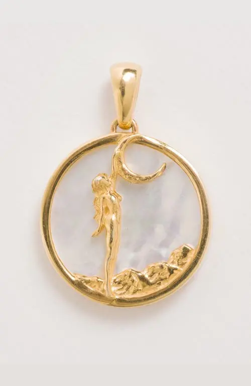 FREYA ROSE 18ct Gold Plated Sterling Silver Mother Of Pearl Zodiac Pendant - Virgo