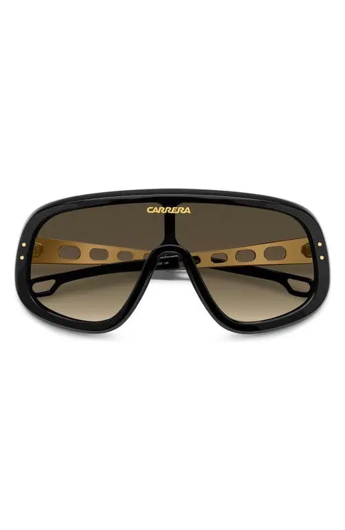 Carrera Eyewear Flaglab 17 99mm Shield Sunglasses - Black Gold/ Brown Green