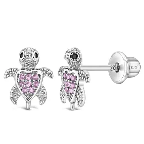 IN SEASON JEWELRY Cubic Zirconia Turtle Stud Earrings - Pink