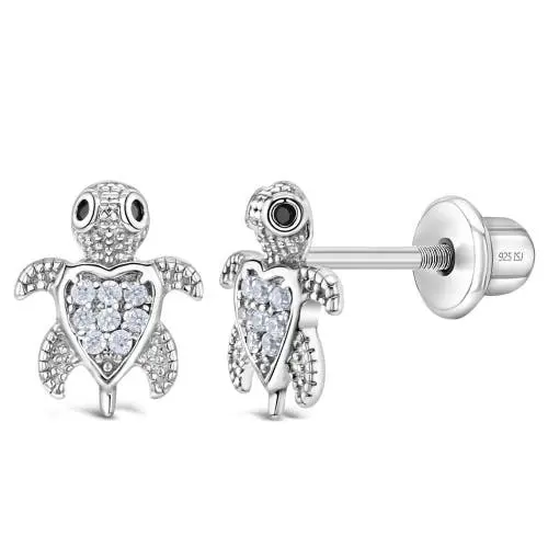 IN SEASON JEWELRY Cubic Zirconia Turtle Stud Earrings - Silver
