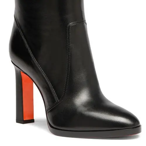 Santoni Leather High-heel Boots - Black