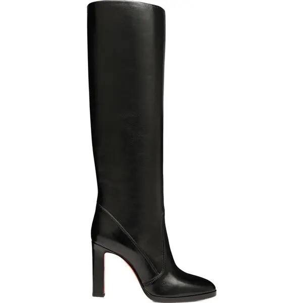Santoni Leather High Heel Boots - Black