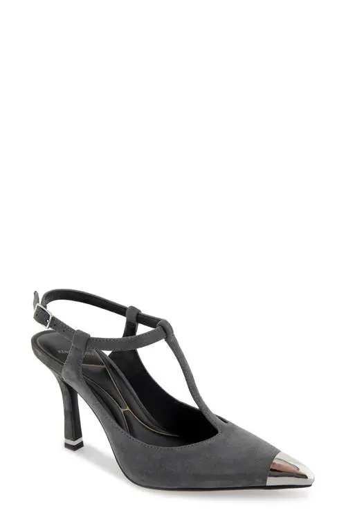 KENNETH COLE Romi T-strap Pumps - Dark Grey Suede