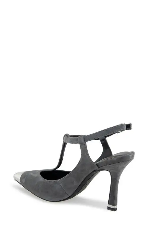 KENNETH COLE Romi T-strap Pumps - Dark Grey Suede
