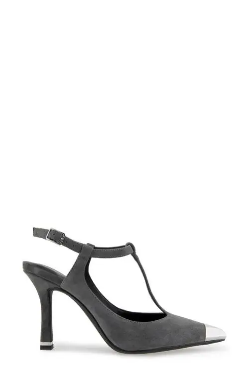 KENNETH COLE Romi T-strap Pumps - Dark Grey Suede
