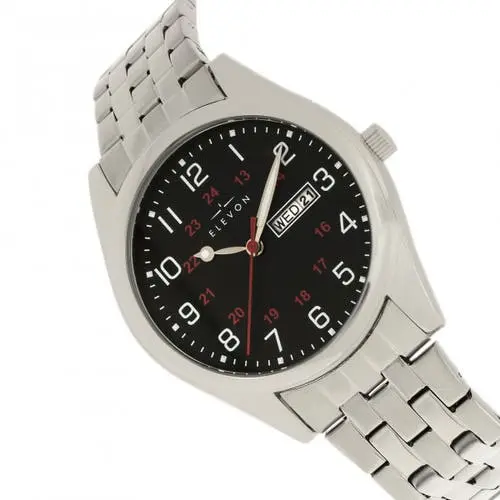 ELEVON Gann Bracelet Watch With Day/date - Silver/black