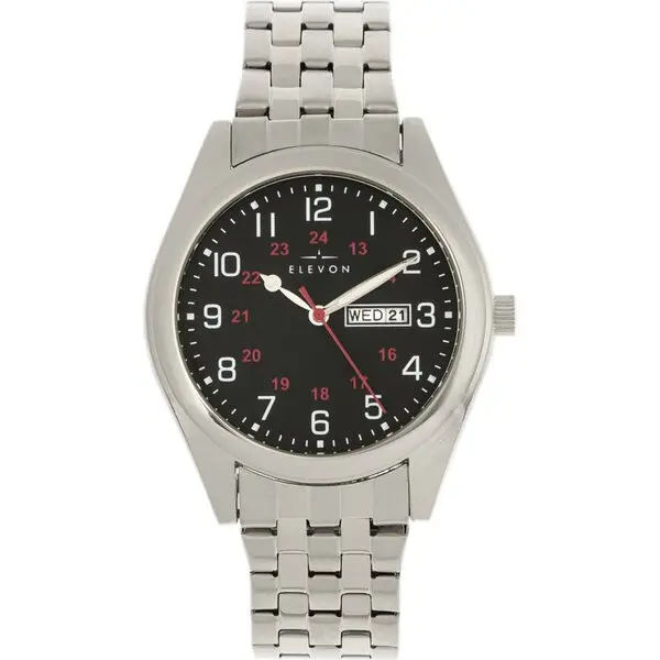 ELEVON Gann Bracelet Watch With Day/date - Silver/black
