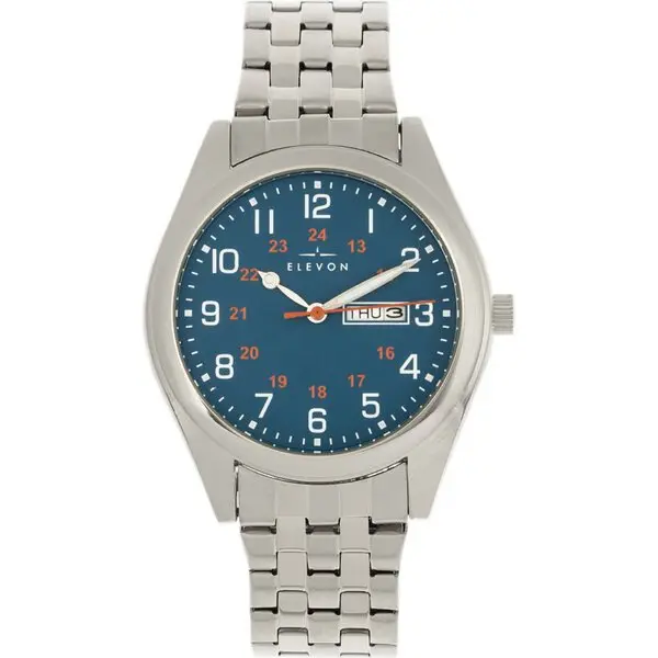 ELEVON Gann Bracelet Watch With Day/date - Silver/teal