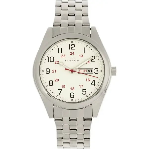 ELEVON Gann Bracelet Watch With Day/date - Silver/white