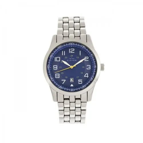 ELEVON Garrison Bracelet Watch With Date - Silver/blue