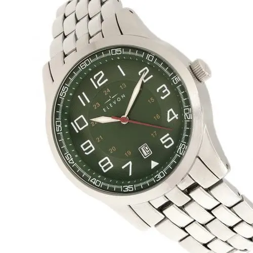 ELEVON Garrison Bracelet Watch With Date - Silver/green