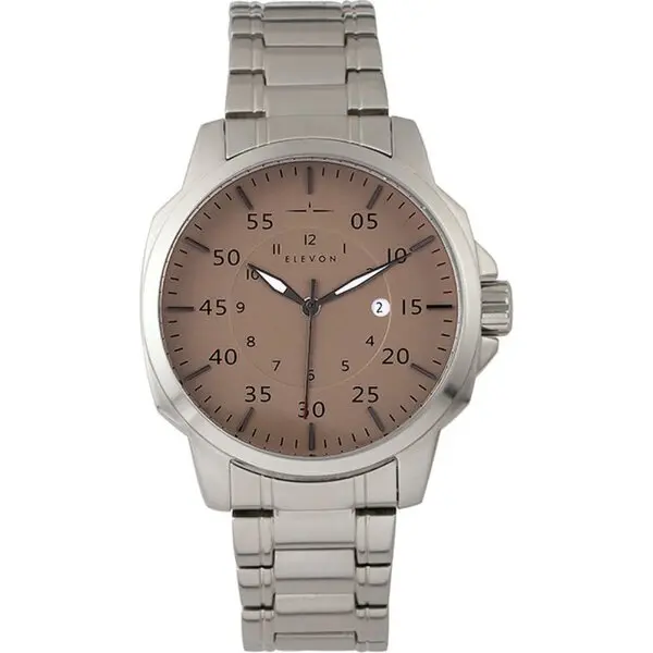ELEVON Hughes Bracelet Watch With Date - Silver/tan