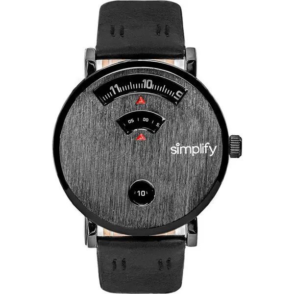 SIMPLIFY The 7000 Leather-band Watch - Black