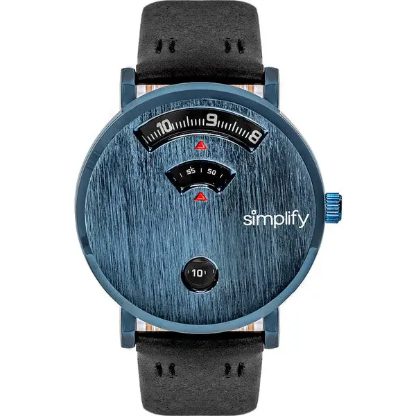 SIMPLIFY The 7000 Leather-band Watch - Blue/black