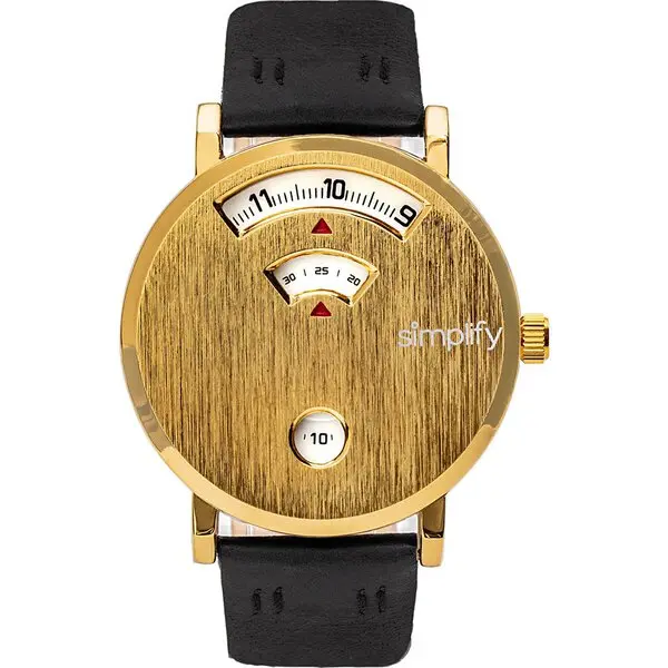 SIMPLIFY The 7000 Leather-band Watch - Gold/black